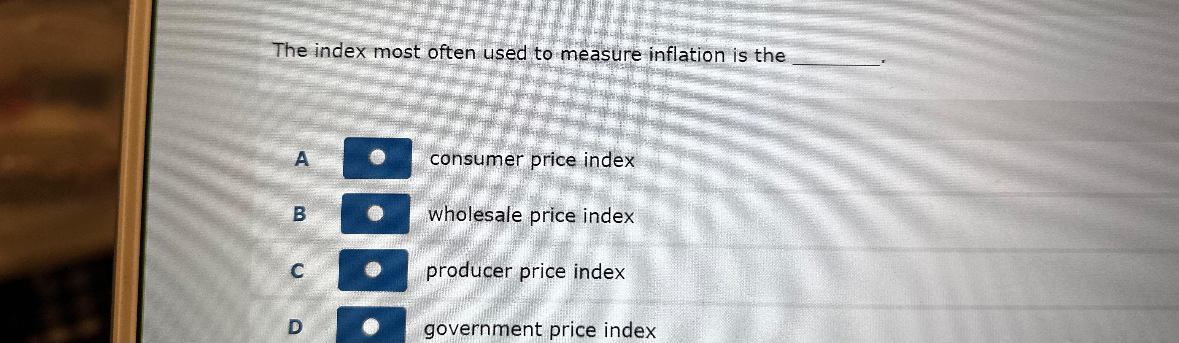 Solved The index most often used to measure inflation is | Chegg.com
