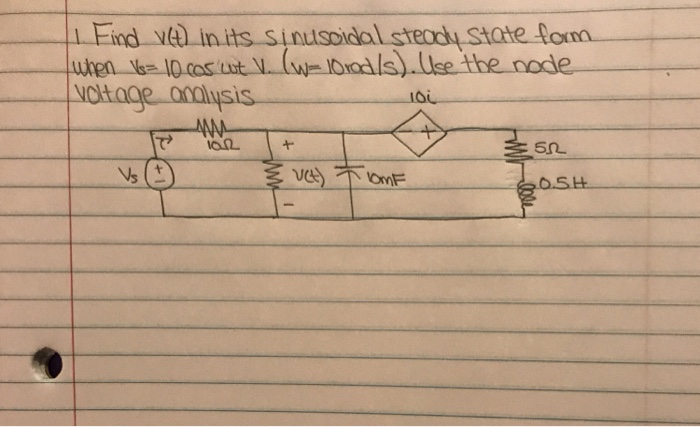 Solved 1. Find v) in its sinusoidal steady state form Juhen | Chegg.com