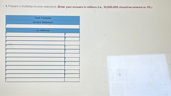Solved 1. Prepare a multistep income statement. (Enter your | Chegg.com