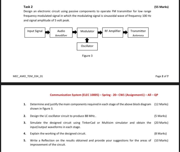 (55 Marks) Task 2 Design an electronic circuit using | Chegg.com