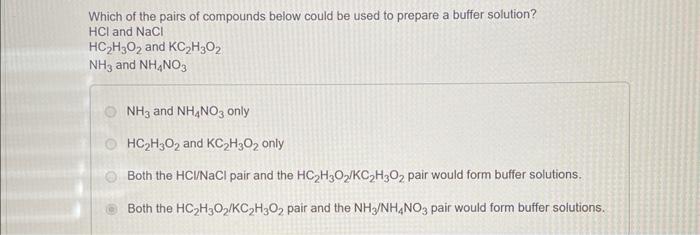 Solved Which of the pairs of compounds below could be used | Chegg.com