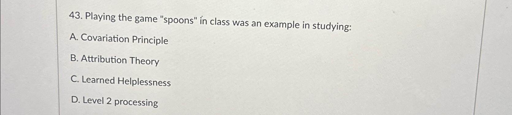 Solved Playing the game "spoons" in class was an example in | Chegg.com