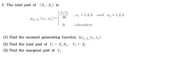 Solved The joint pmf of (x1,x2) | Chegg.com