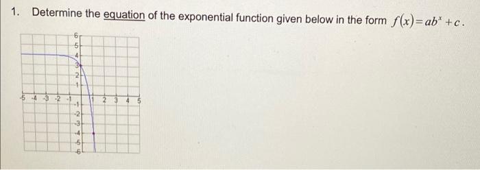 Solved 1. Determine the equation of the exponential function | Chegg.com