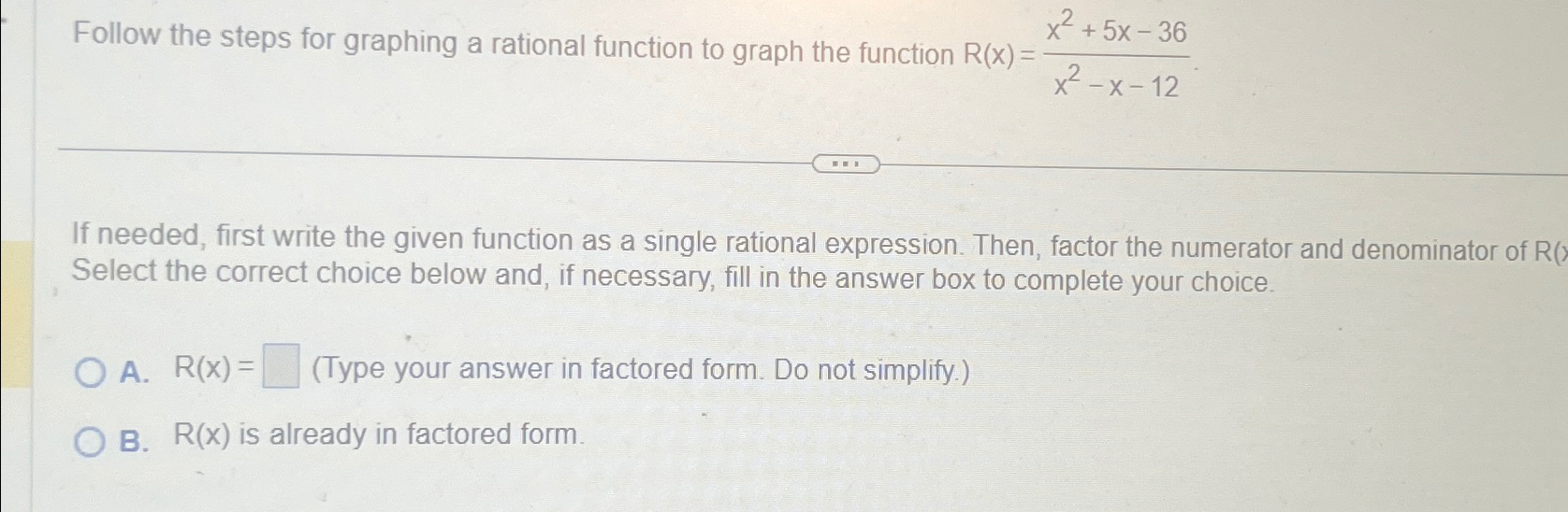Solved Follow the steps for graphing a rational function to | Chegg.com