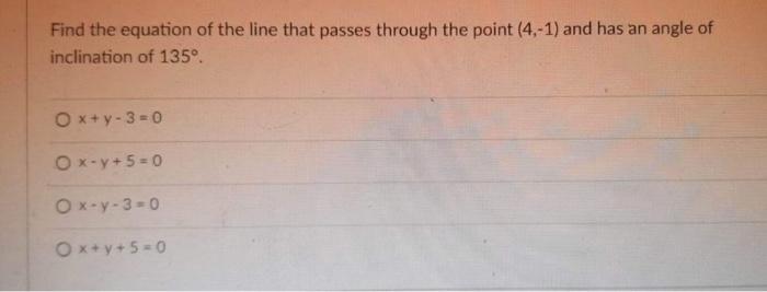 Solved Find the equation of the line that passes through the | Chegg.com