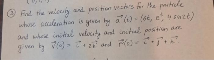 Solved Find the velocity and position vectors for the | Chegg.com