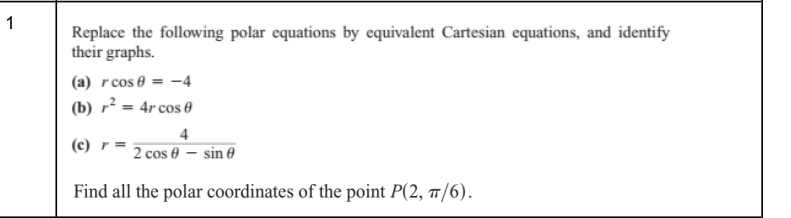 Solved Replace the following polar equations by equivalent | Chegg.com