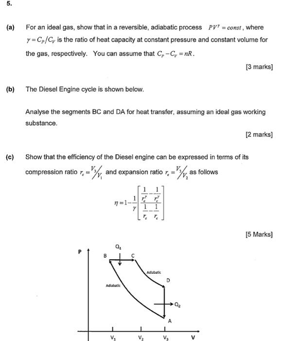 Solved For an ideal gas, show that in a reversible, | Chegg.com