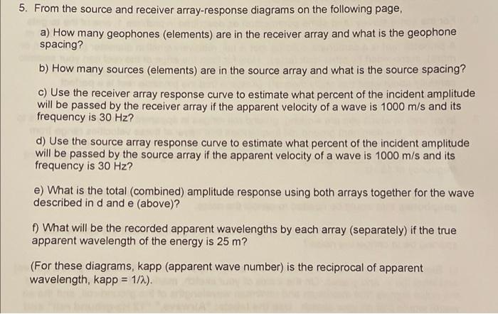 5. From the source and receiver array-response | Chegg.com