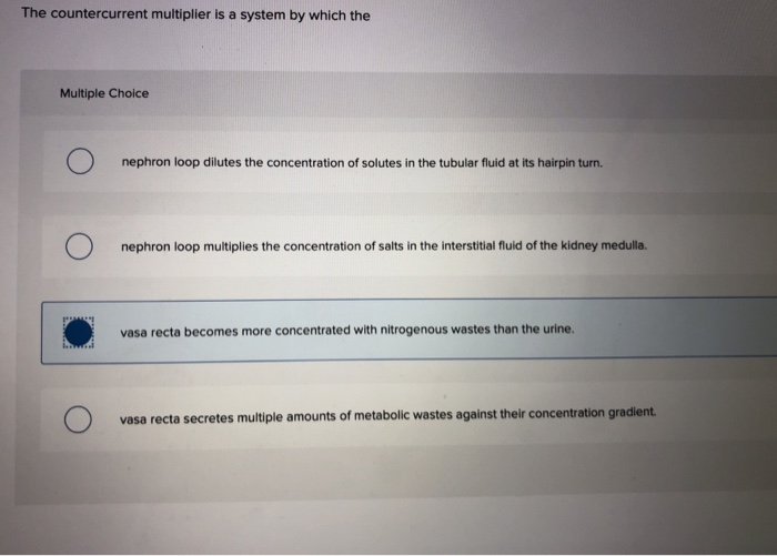 Solved The countercurrent multiplier is a system by which | Chegg.com
