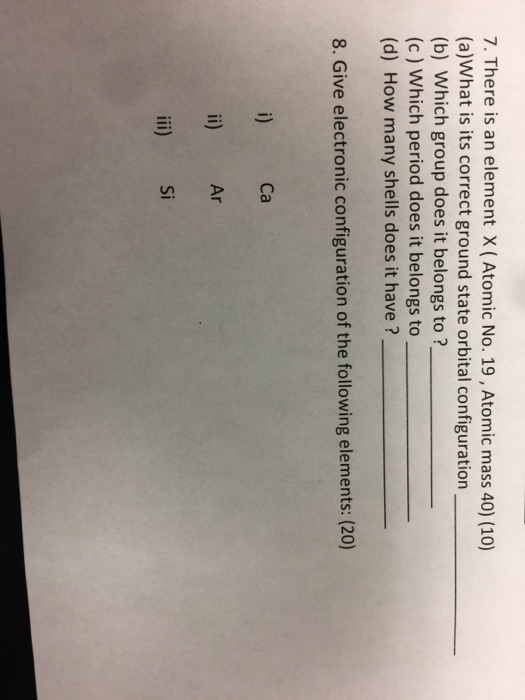 Solved 7. There is an element X ( Atomic No. 19, Atomic mass | Chegg.com