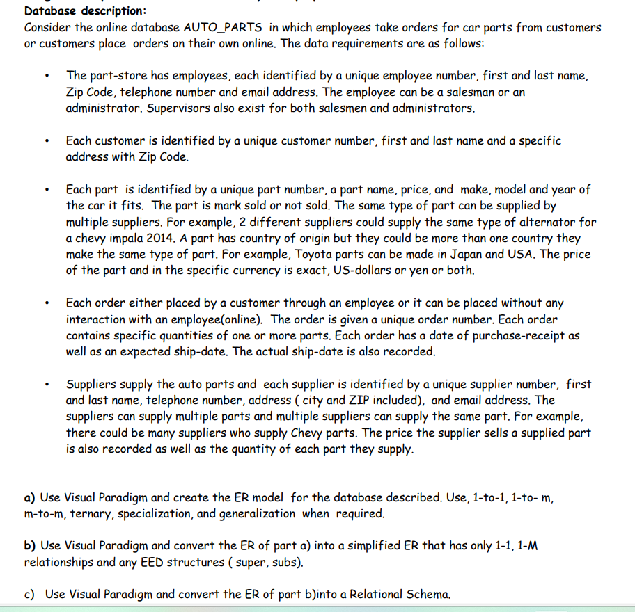 Solved Database description:Consider the online database | Chegg.com