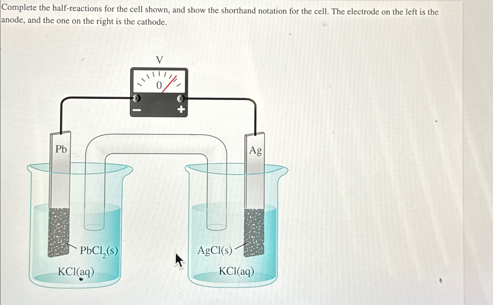 Solved Complete the half-reactions for the cell shown, and | Chegg.com
