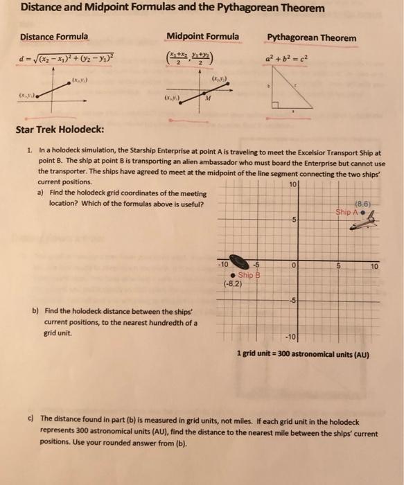Solved Distance and Midpoint Formulas and the Pythagorean | Chegg.com