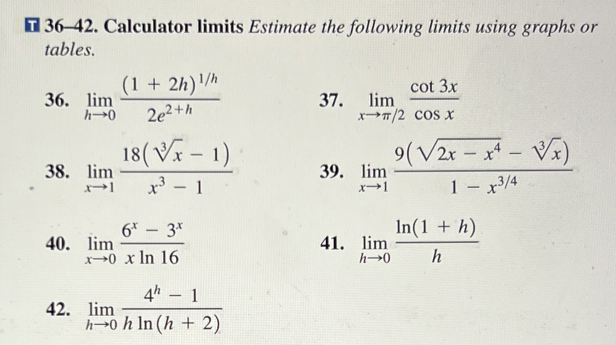 Solved Only need #40 ﻿answered.36-42. ﻿Calculator limits | Chegg.com
