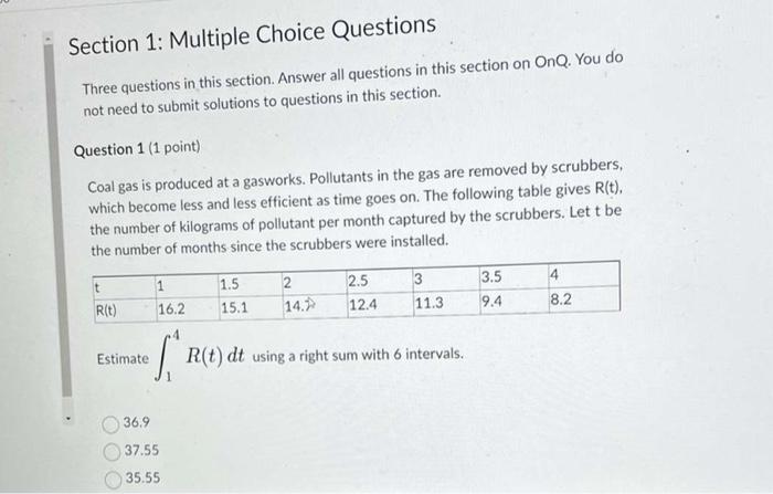 Solved Section 1 Multiple Choice Questions Three Questions