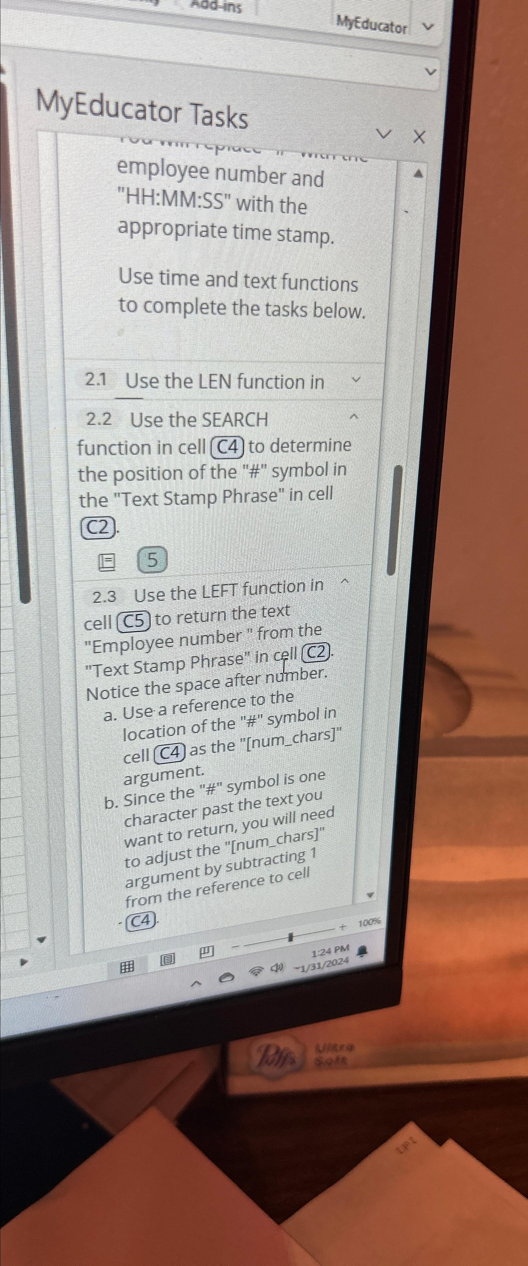 Solved MyEducator Tasksemployee number and "HH:MM:SS" ﻿with | Chegg.com