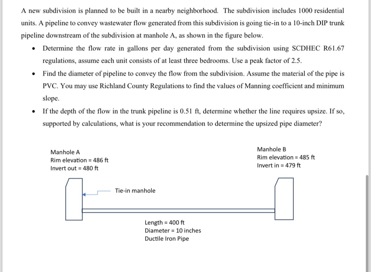 Solved A new subdivision is planned to be built in a nearby | Chegg.com