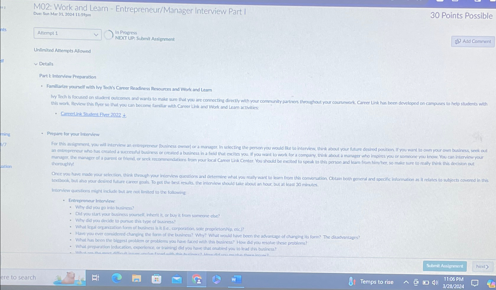 Solved M02: Work and Learn - ﻿Entrepreneur/Manager Interview | Chegg.com