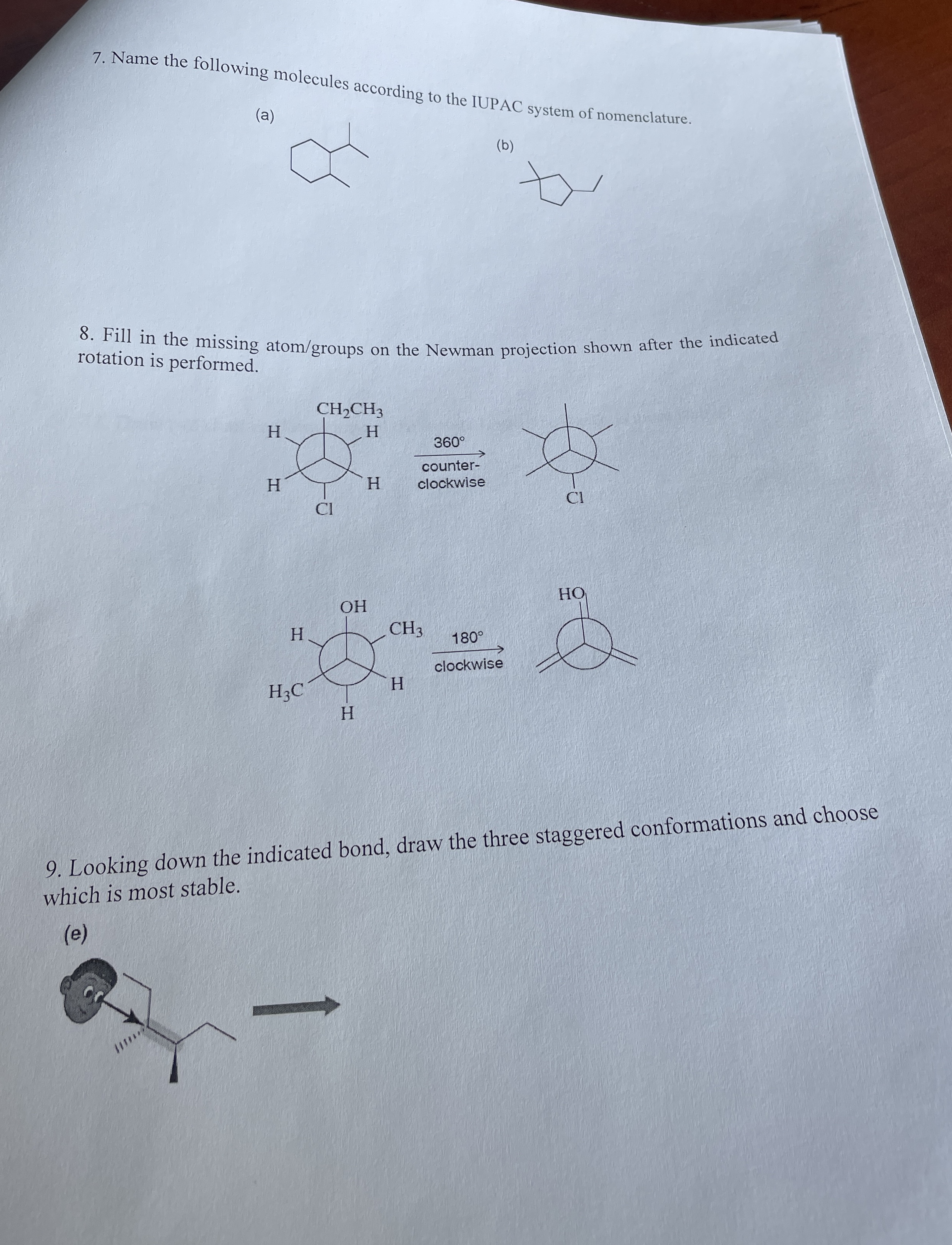 Solved Name the following molecules according to the IUPAC | Chegg.com