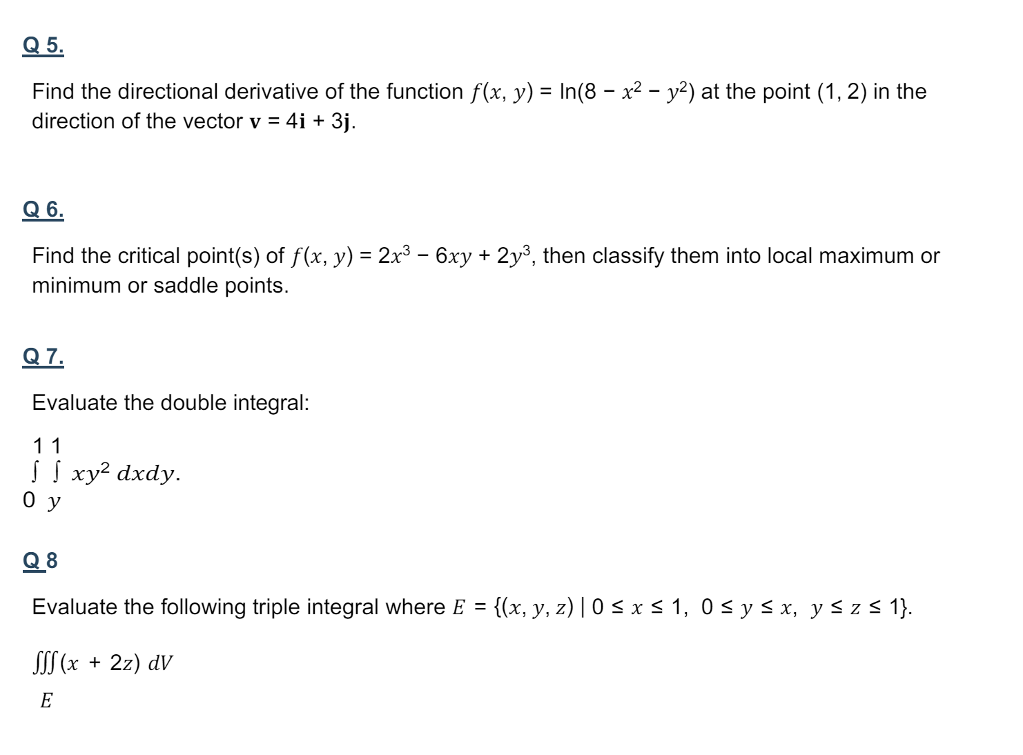 Solved with explanation please. Q 5.Find the directional | Chegg.com