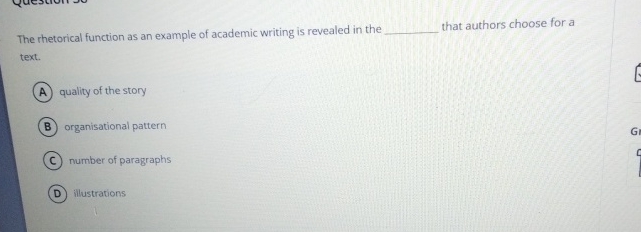 Solved The rhetorical function as an example of academic | Chegg.com