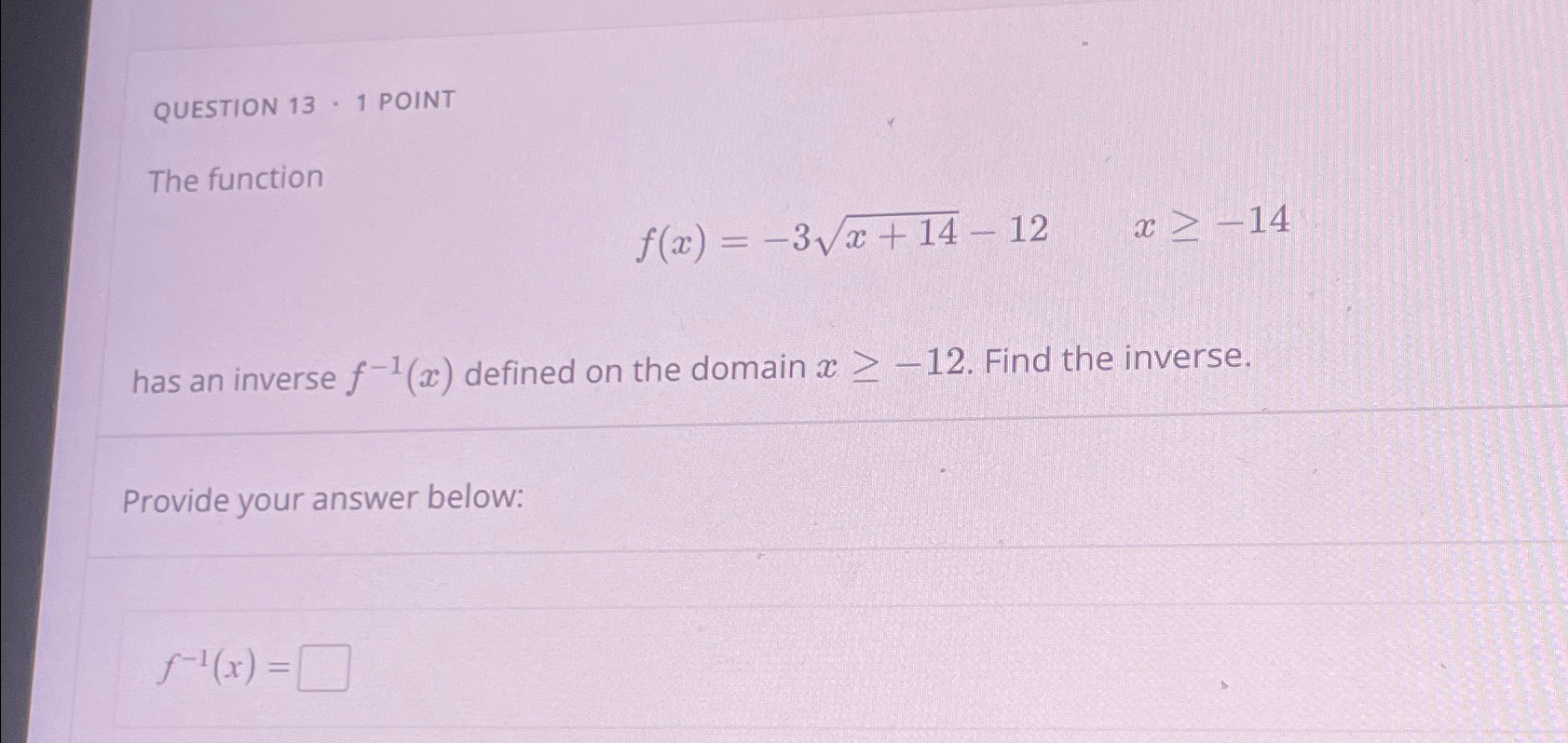 Solved QUESTION 13*1 POINTThe | Chegg.com Solved QUESTION 13*1 POINTThe | Chegg.com