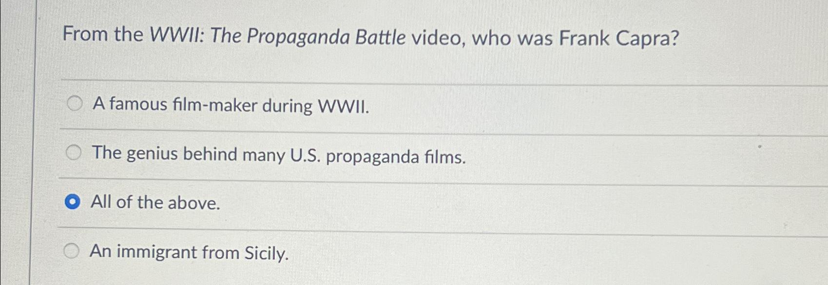 Solved From the WWII: The Propaganda Battle video, who was | Chegg.com