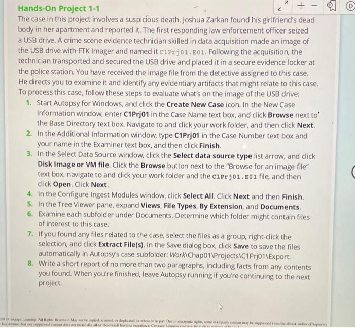 The case in this project involves a suspicious death. | Chegg.com