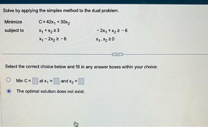 Solved Solve by applying the simplex method to the dual | Chegg.com