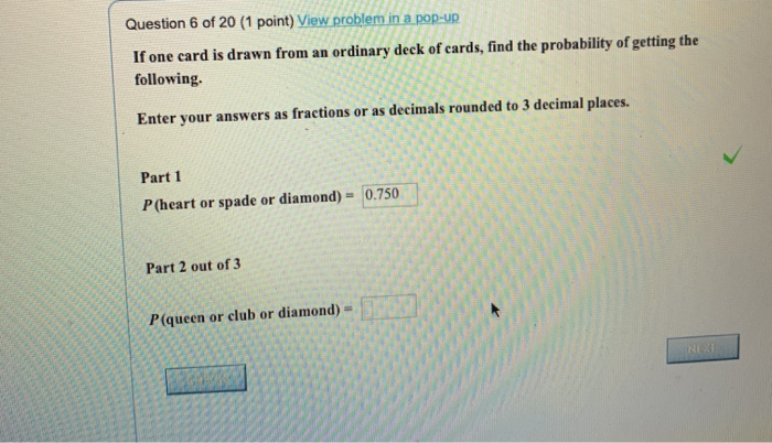 Solved Question 6 of 20 (1 point) View problem in a pop-up | Chegg.com