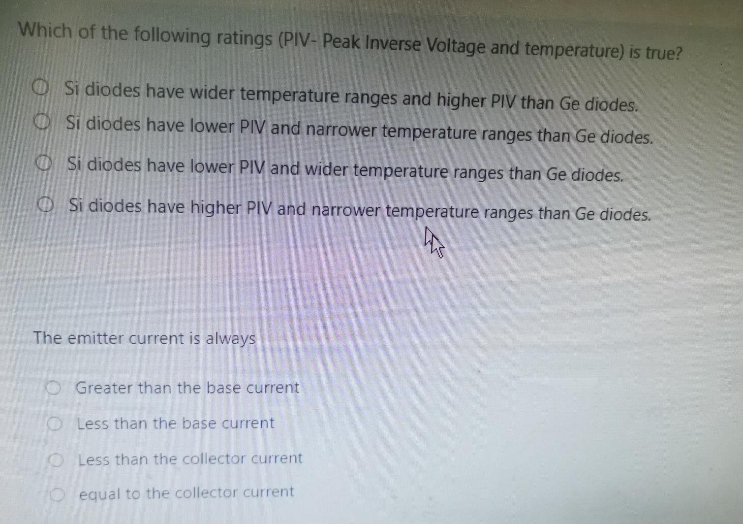 Solved Which of the following ratings (PIV- Peak Inverse | Chegg.com