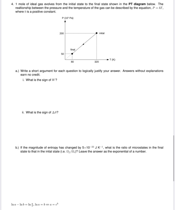 Solved 4. 1 mole of ideal gas evolves from the initial state | Chegg.com