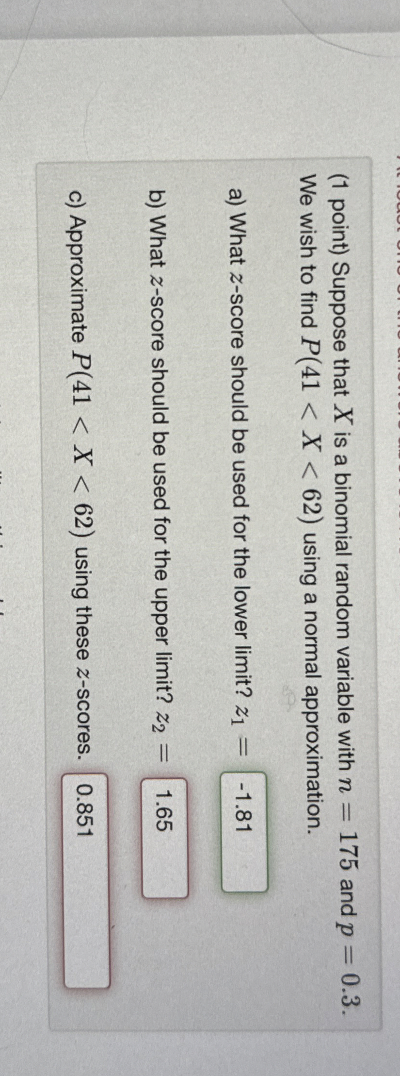 Solved (1 ﻿point) ﻿Suppose that x ﻿is a binomial random | Chegg.com