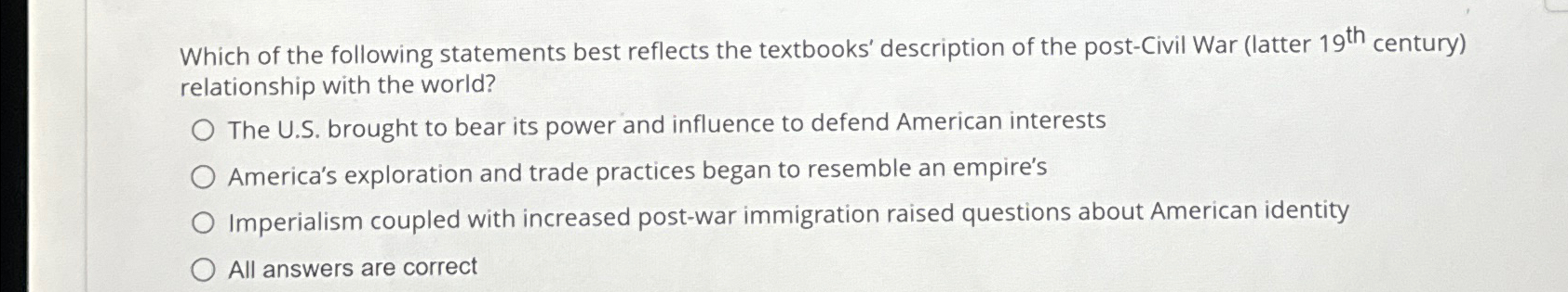 Which of the following statements best reflects the | Chegg.com