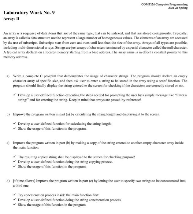 Solved COMP124 Computer Programming 2021-22 Spring | Chegg.com