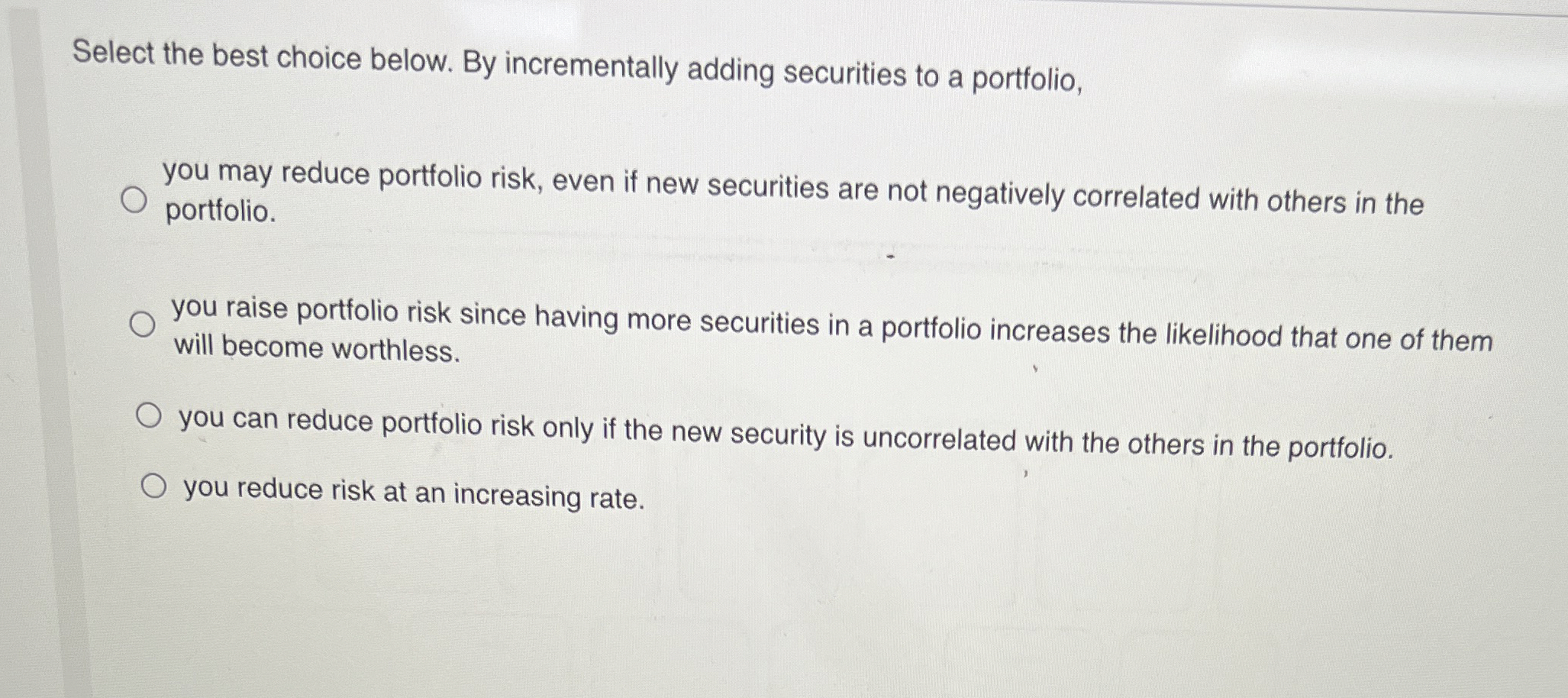 Solved Select the best choice below. By incrementally adding | Chegg.com