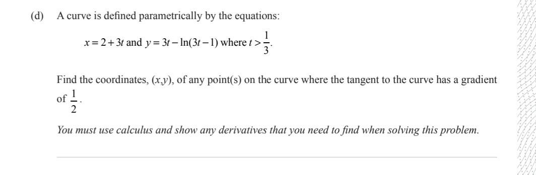 Solved d) A curve is defined parametrically by the | Chegg.com
