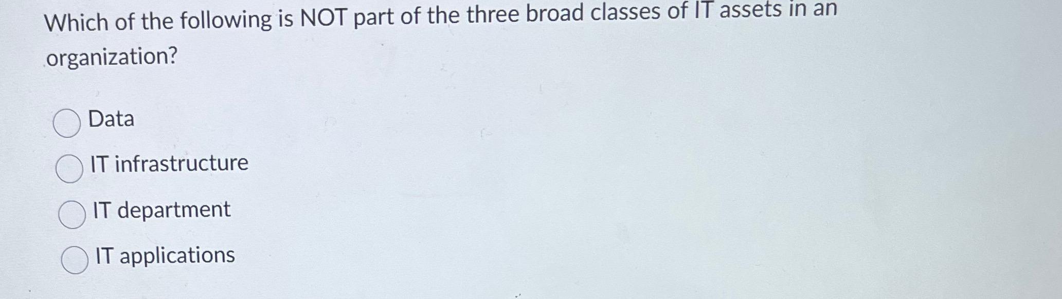 Solved Which of the following is NOT part of the three broad | Chegg.com