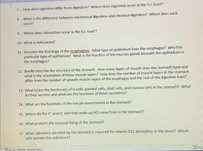 Solved 7. How does ingestion differ from digestion? Where | Chegg.com
