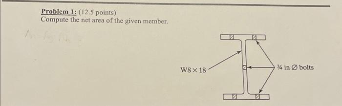 Solved Problem 1: (12.5 points) Compute the net area of the | Chegg.com