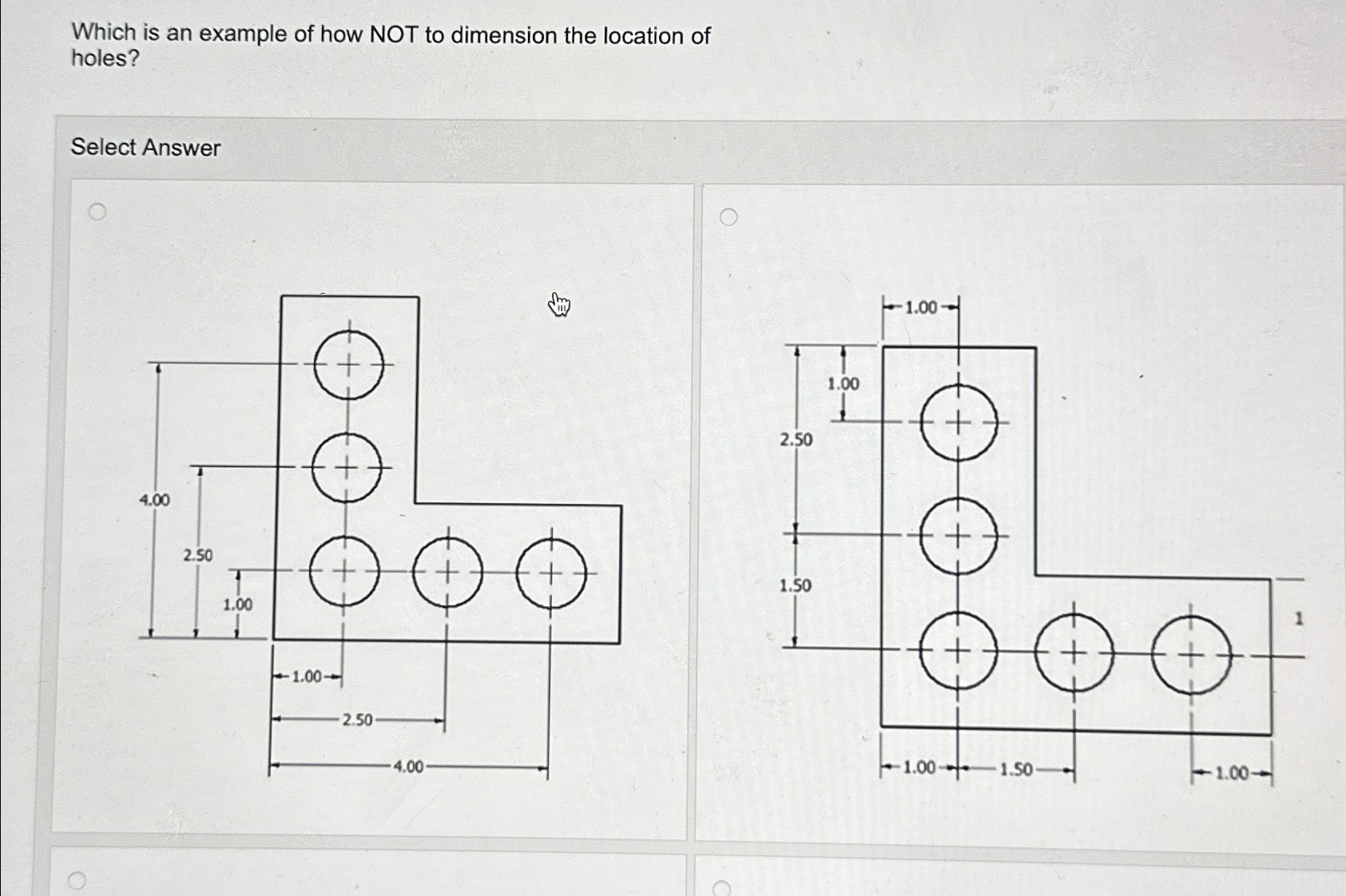 Solved Which is an example of how NOT to dimension the | Chegg.com