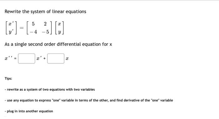 Solved Rewrite the system of linear equations | Chegg.com