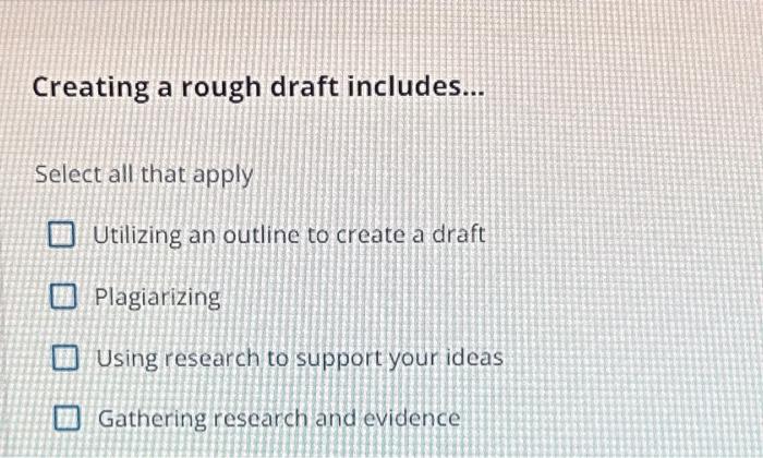 Solved Creating a rough draft includes... Select all that | Chegg.com