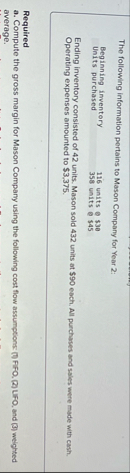 The following information pertains to Mason Company | Chegg.com