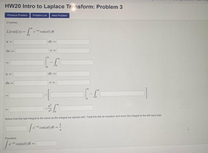 Solved Next Problem HW20 Intro to Laplace Transform: Problem | Chegg.com