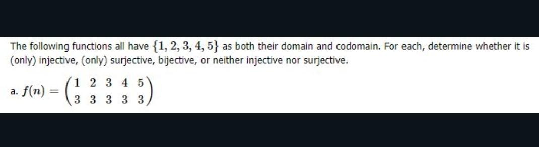 Solved the following function has {1,2,3,4,5} as both domain | Chegg.com