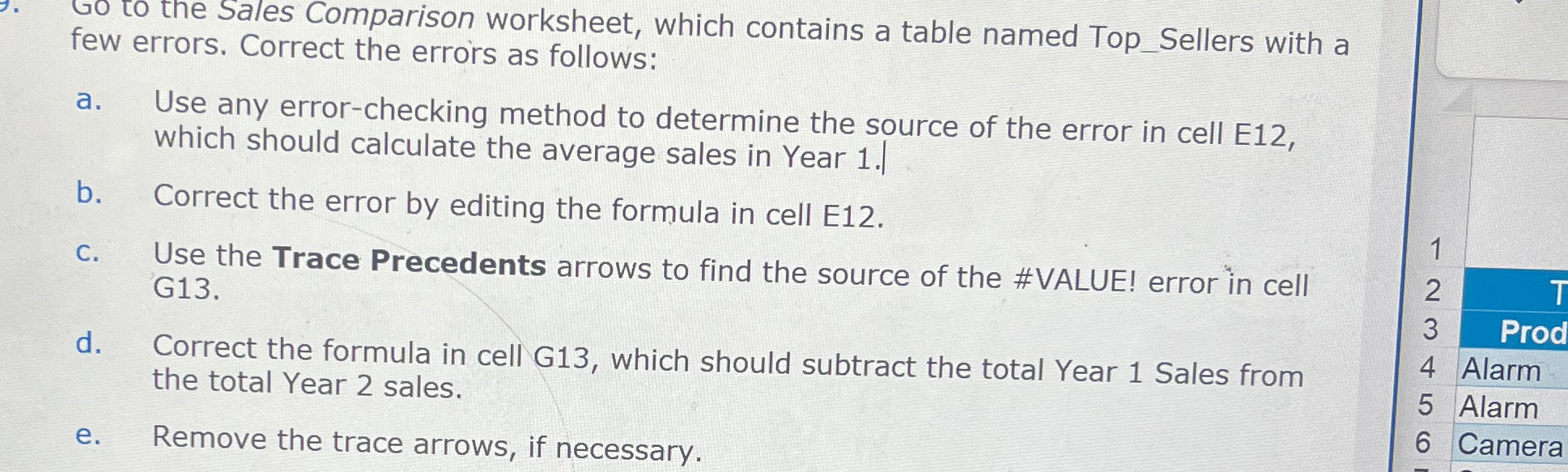 Solved the Sales Comparison worksheet, which contains a | Chegg.com