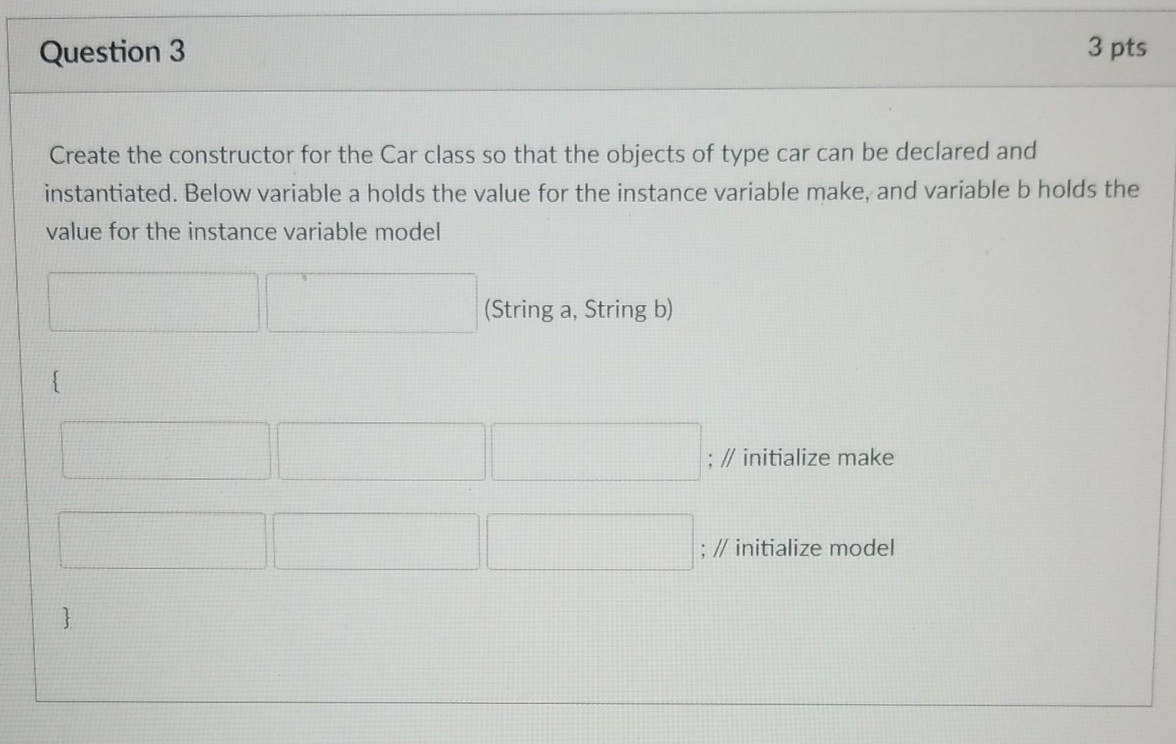 Solved Question 2 2 pts We are creating a class called Car | Chegg.com